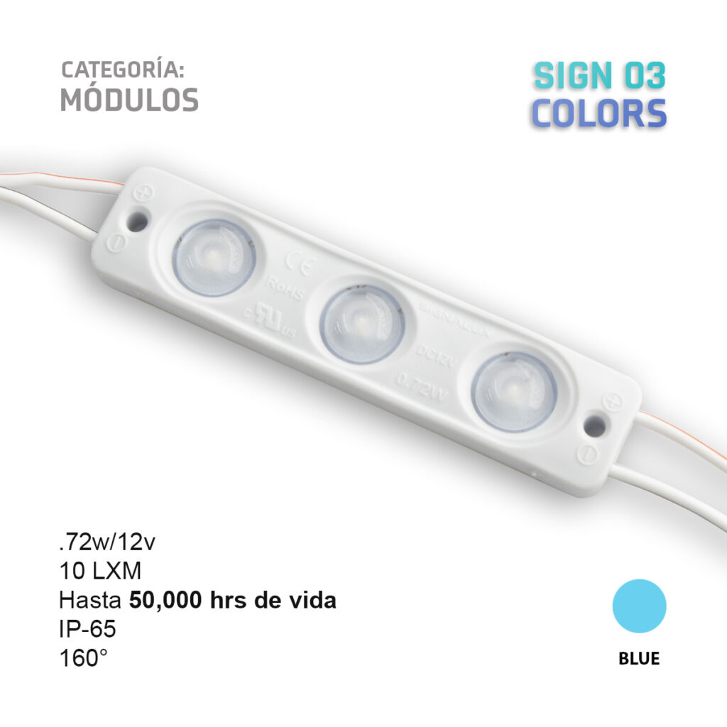 Módulo LED 12v Sign 03 Blue - Signalux